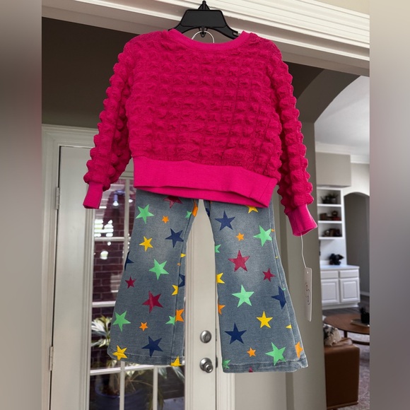 Flapdoodles | Shirts & Tops | Flapdoodles Pink Shirt And Star Pants Set ...